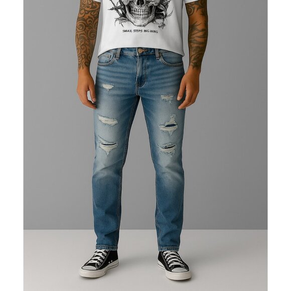 Kdnk | Jeans | Kdnk Mens Distressed Ripped Jeans Size 4 Light Wash Slim ...